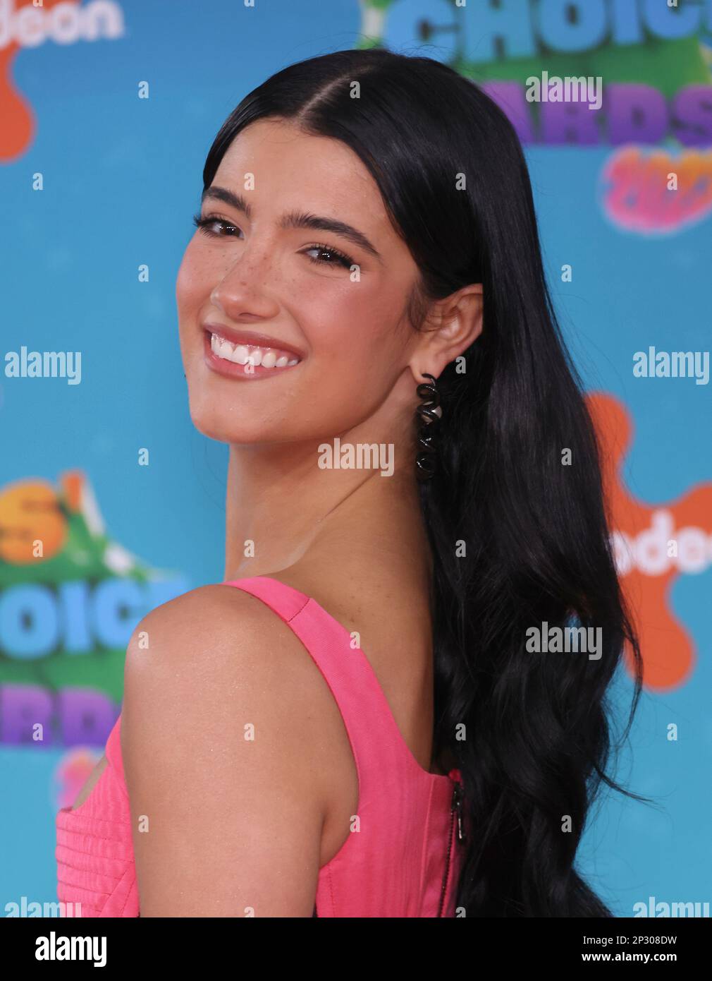 Charli D'Amelio arrives at the Nickelodeon Kids' Choice Awards on Saturday, March 4, 2023, at ...