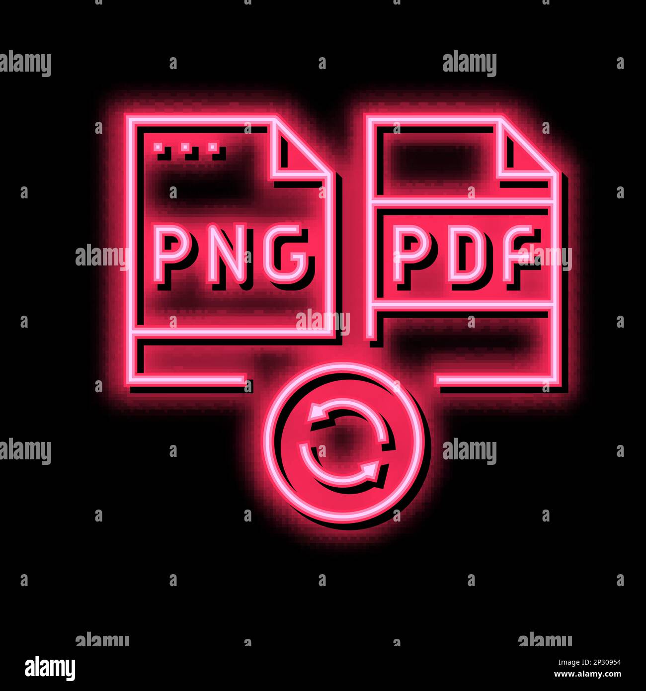 convert png to pdf file neon glow icon illustration Stock Vector Image ...