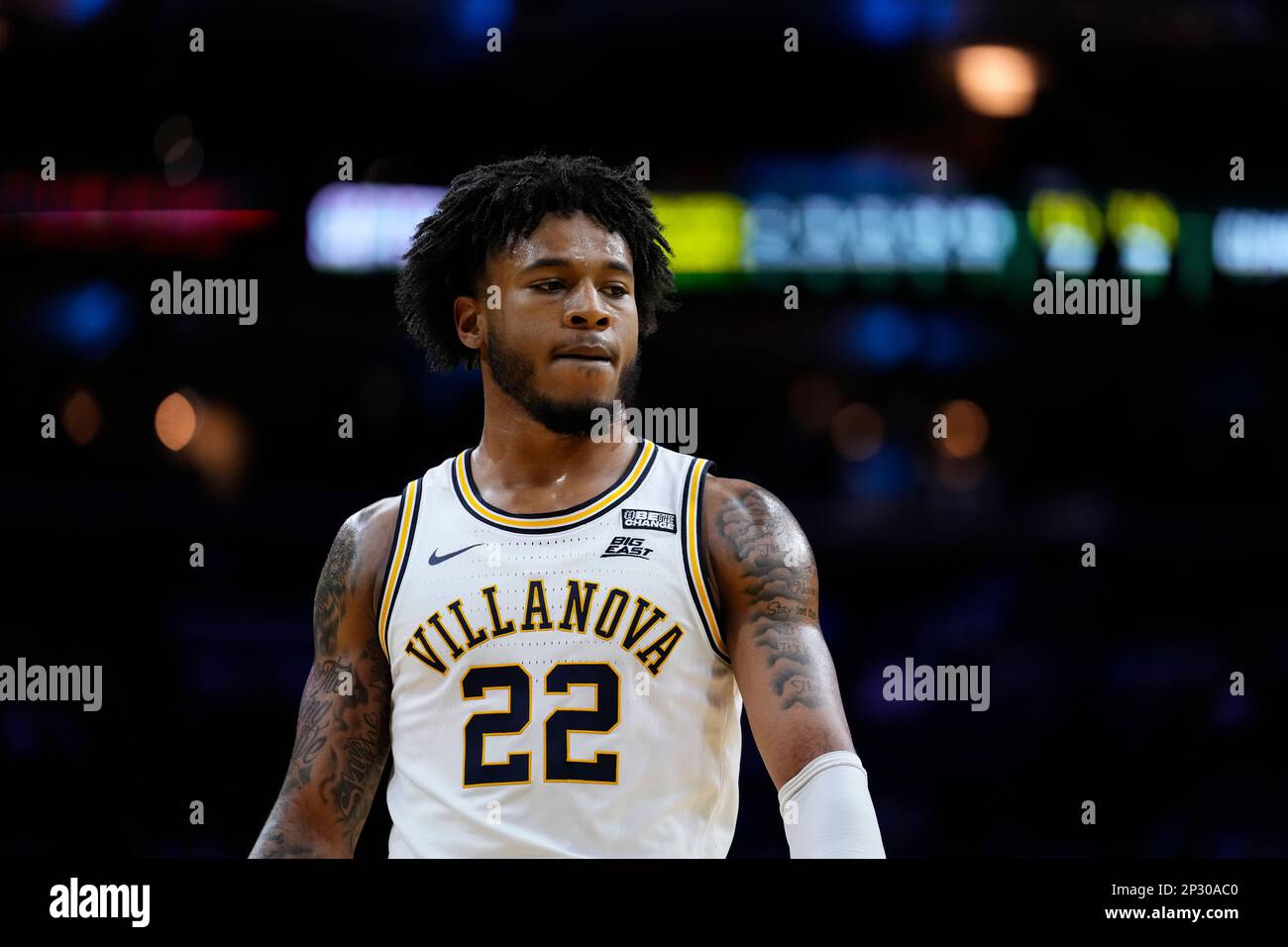 Villanova's Cam Whitmore plays during an NCAA college basketball game ...