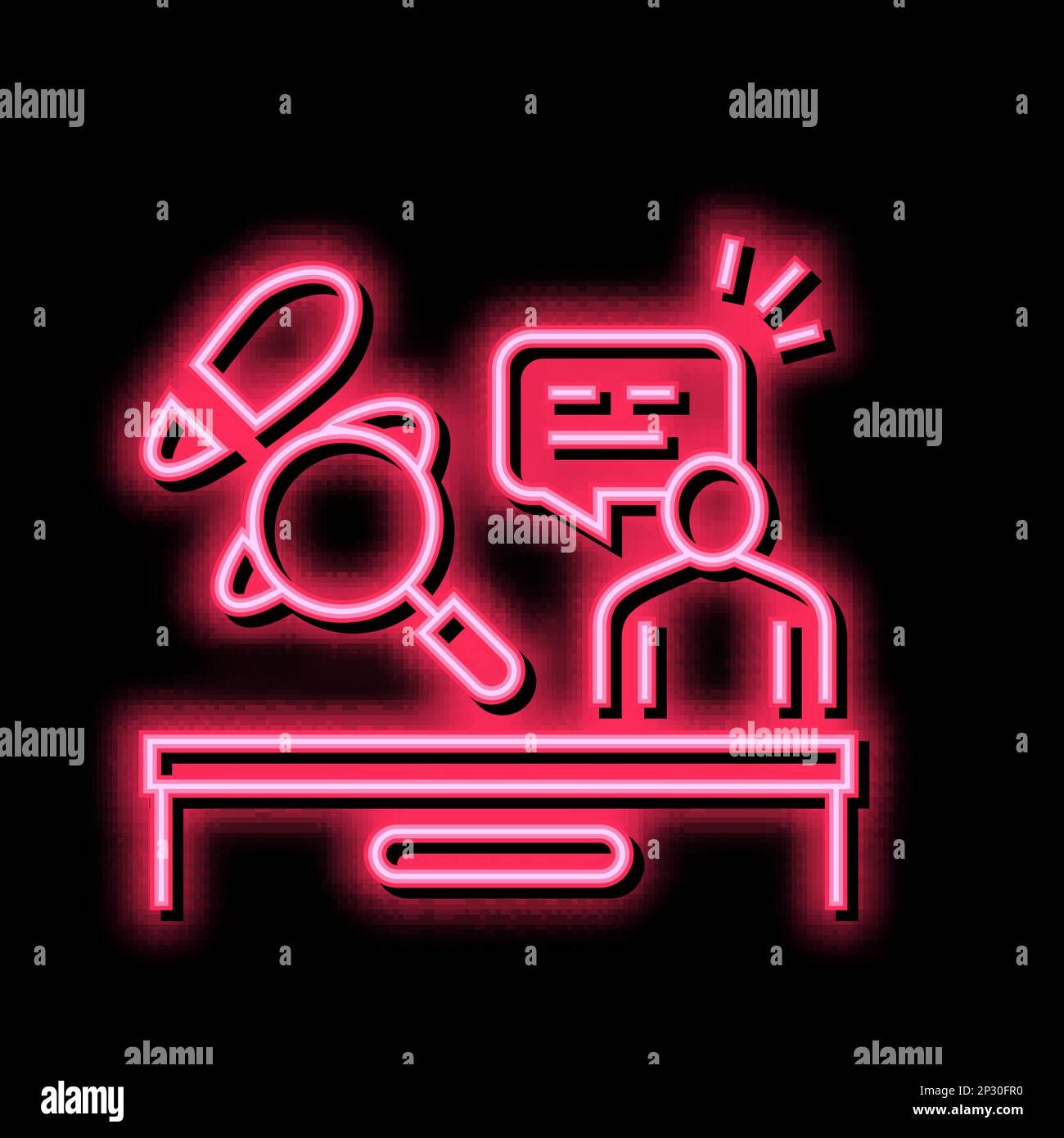 interview journalist neon glow icon illustration Stock Vector Image ...