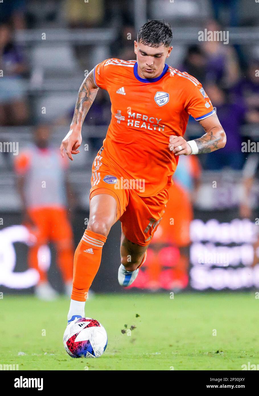 ORLANDO, FL - MARCH 04: FC Cincinnati forward Brandon Vázquez (19) runs ...