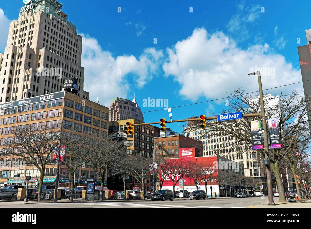 The downtown Cleveland streetscape at East 9th and Bolivar in the ...