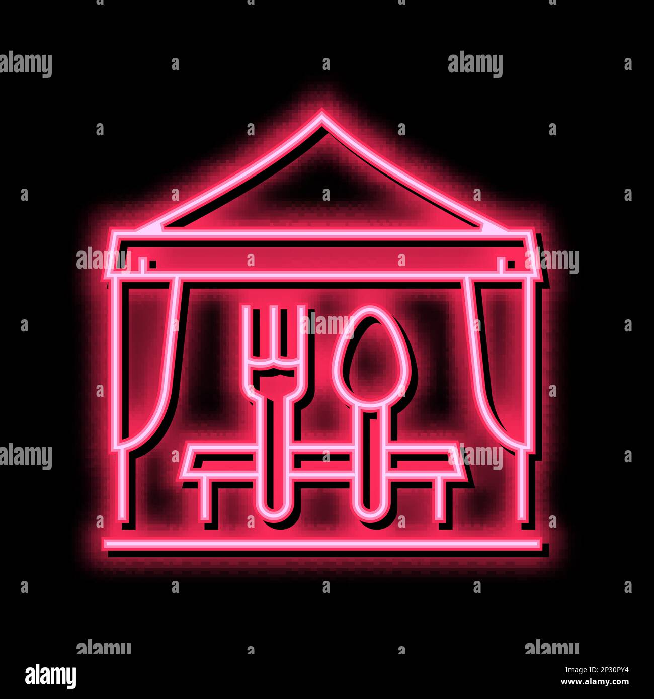 outdoor catering buffet neon glow icon illustration Stock Vector Image ...