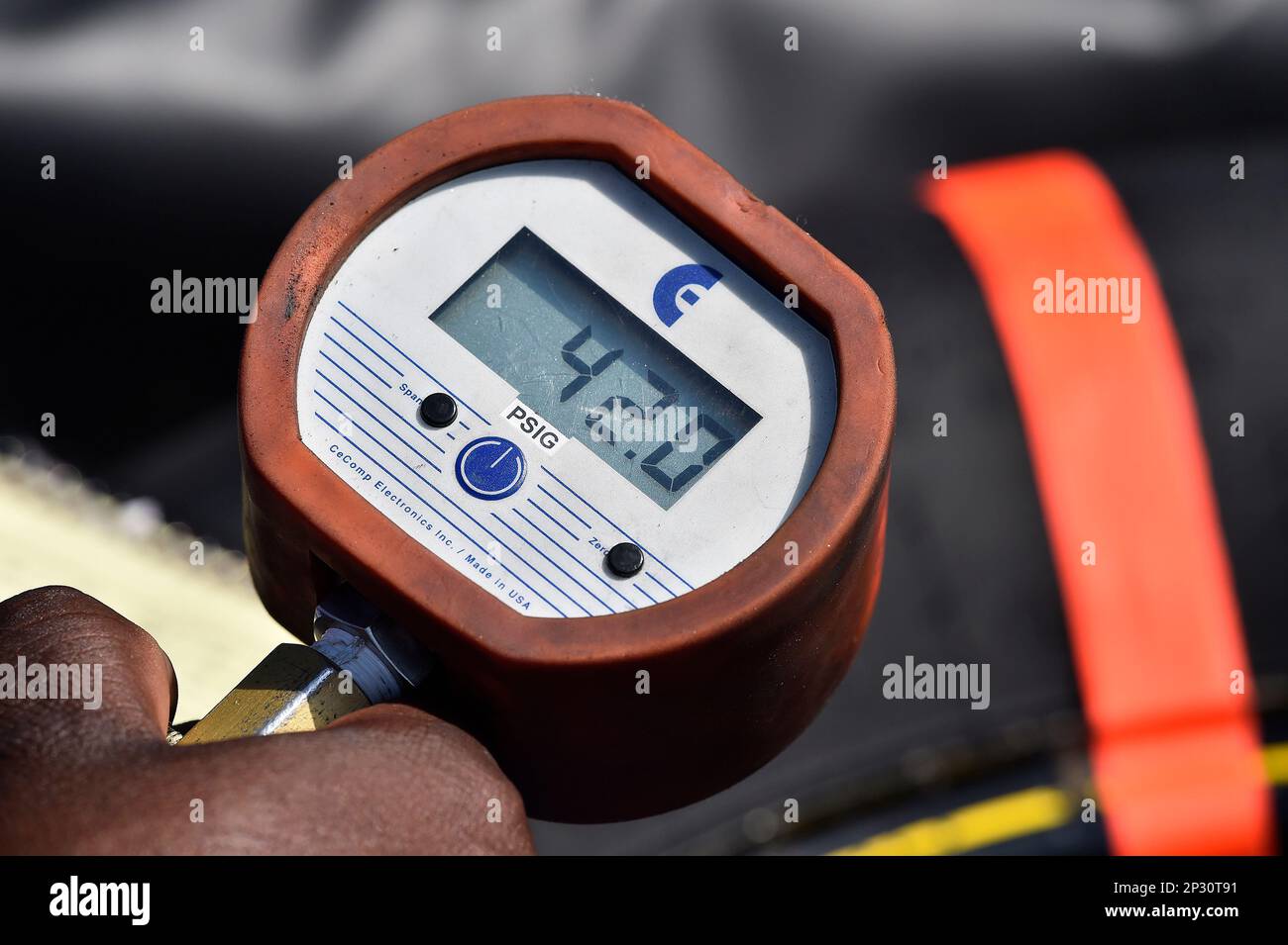 Tire pressure gage on pit road during the NASCAR Xfinity Series Winn ...