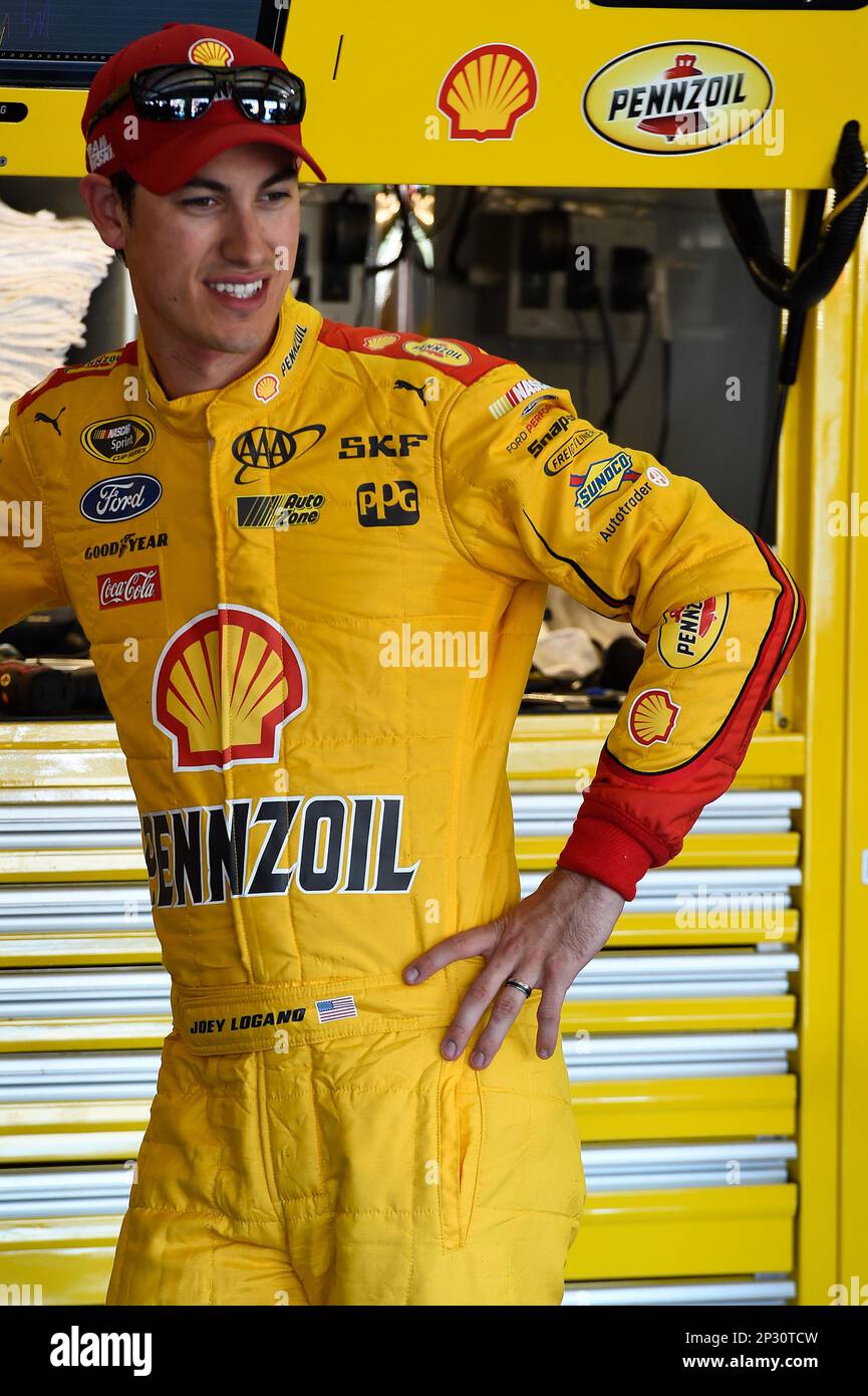 Joey Logano (22) during practice for the NASCAR Geico 500 auto race at ...