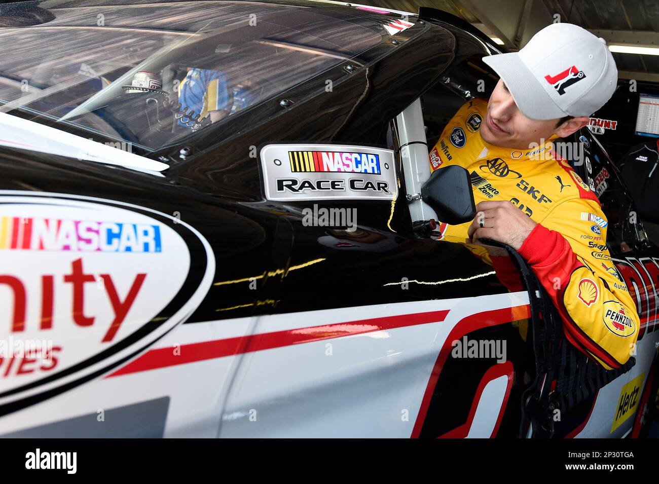 Joey Logano (22) during practice for the NASCAR Xfinity Series Winn ...