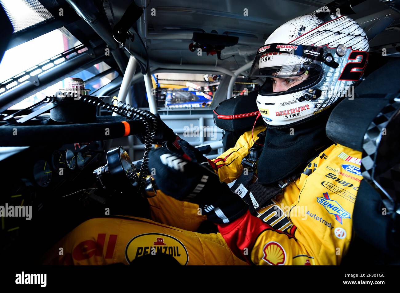 Joey Logano (22) during practice for the NASCAR Xfinity Series Winn ...
