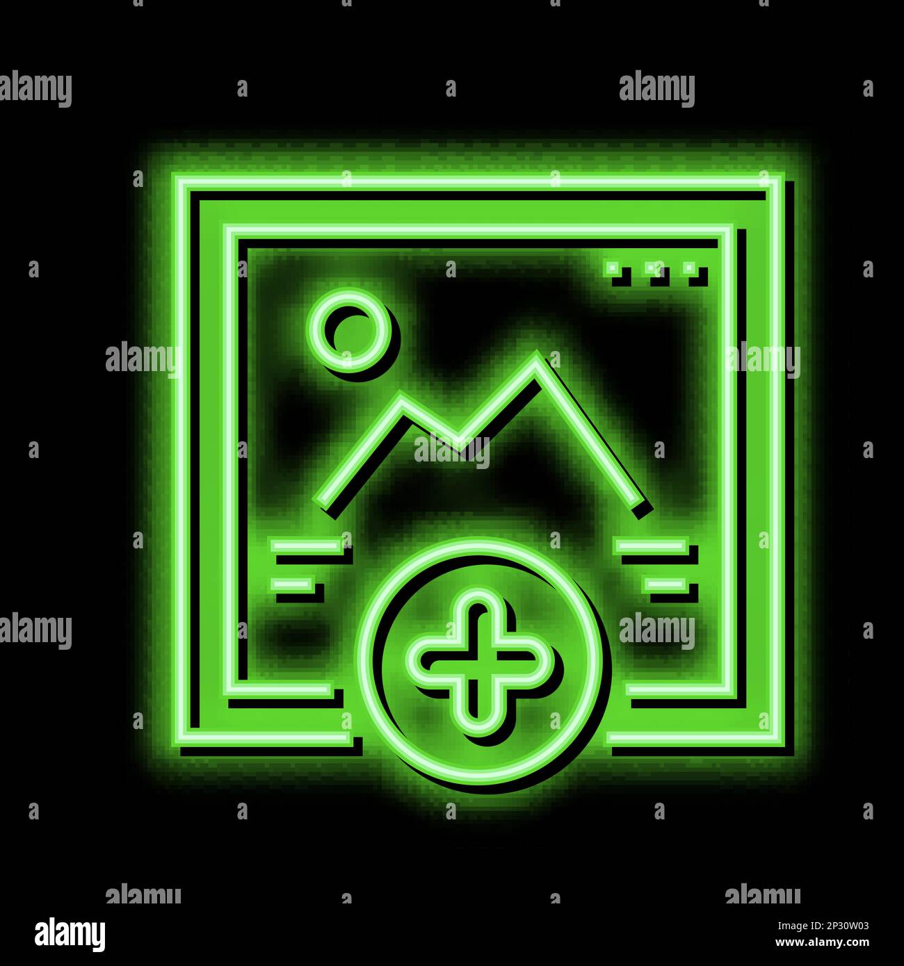 adding image social media ugc neon glow icon illustration Stock Vector ...
