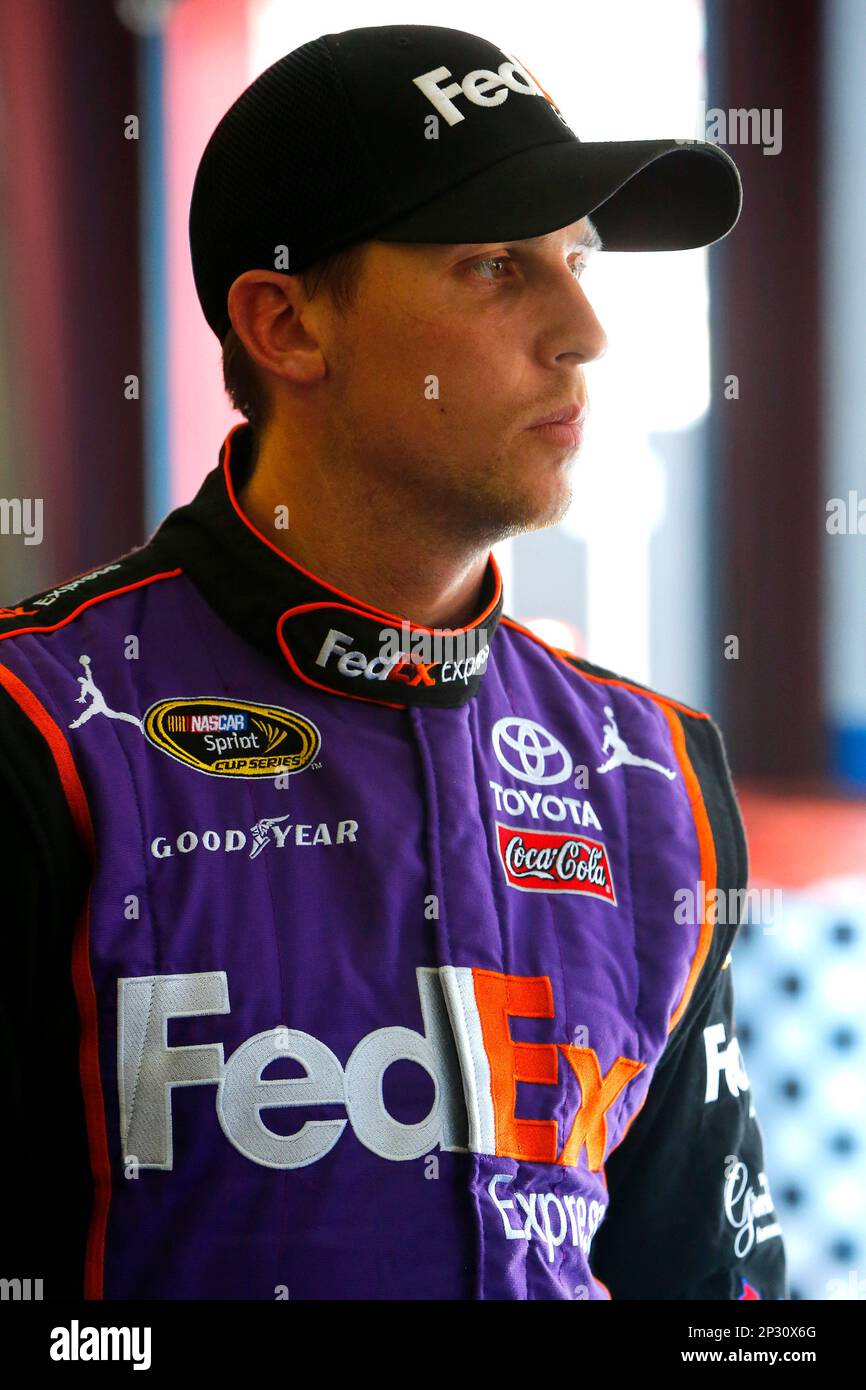 Denny Hamlin, FedEx Express Toyota Camry during practice for the NASCAR ...