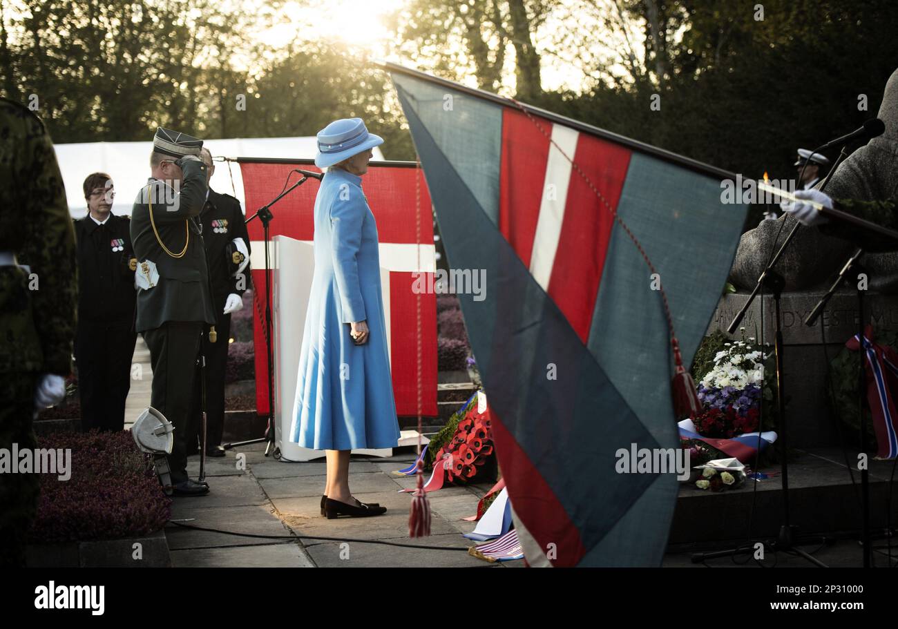 Danish Queen Margrethe attends a memorial ceremony commemorating the ...