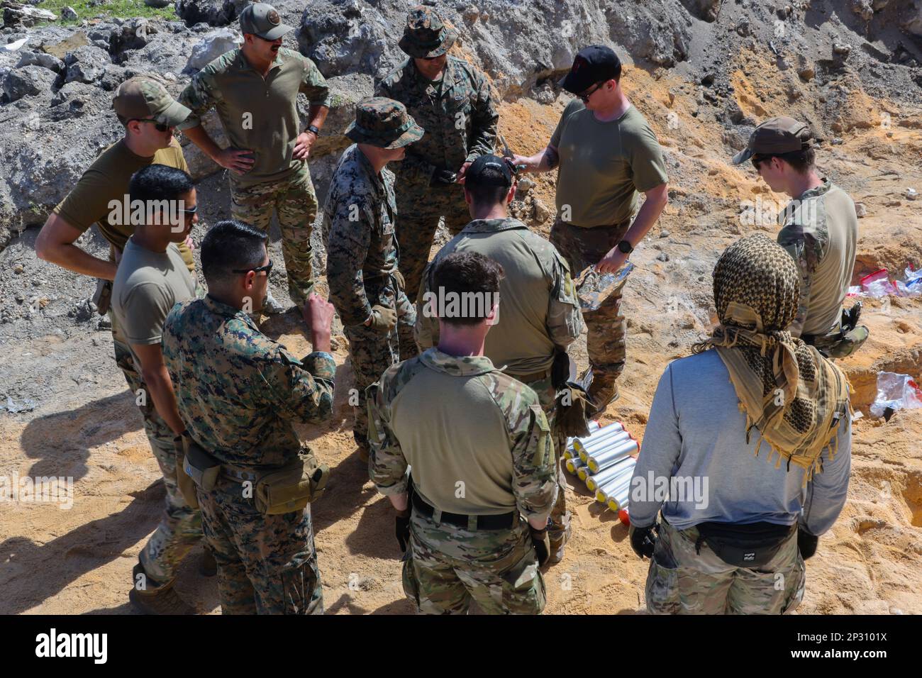 U.S. Marines, Airmen, and Sailors prepare for explosive ordnance ...