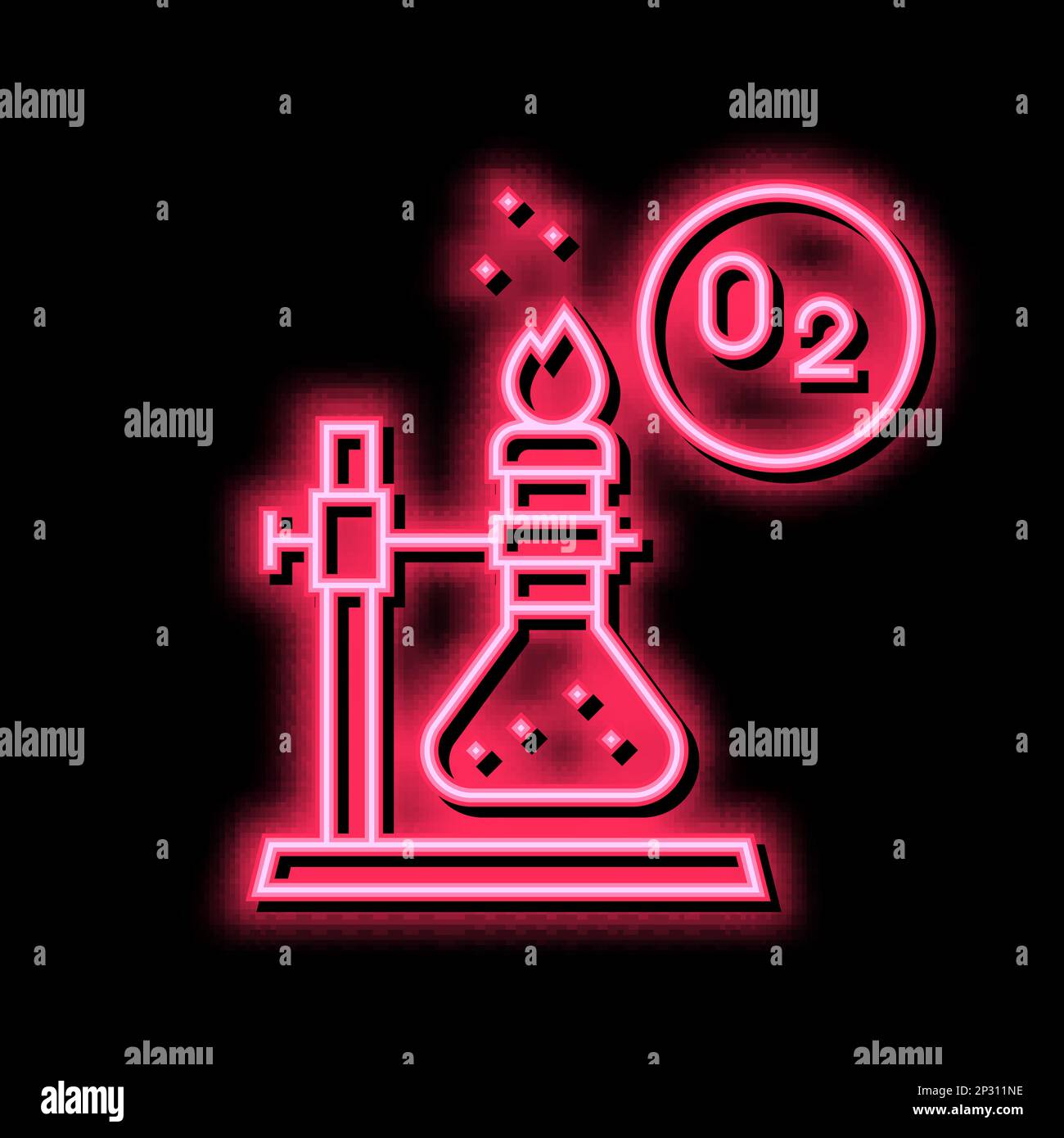 chemistry research oxygen neon glow icon illustration Stock Vector ...