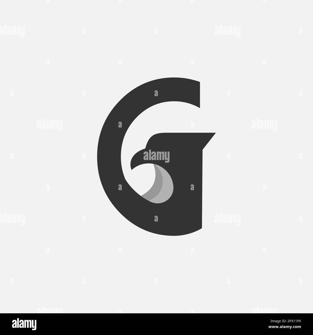 Eagle Logo. Black Geometric Shape Eagle Head Negative Space isolated on ...