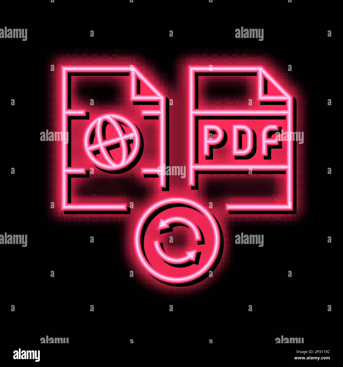 convert web site page to pdf file neon glow icon illustration Stock Vector Image & Art - Alamy