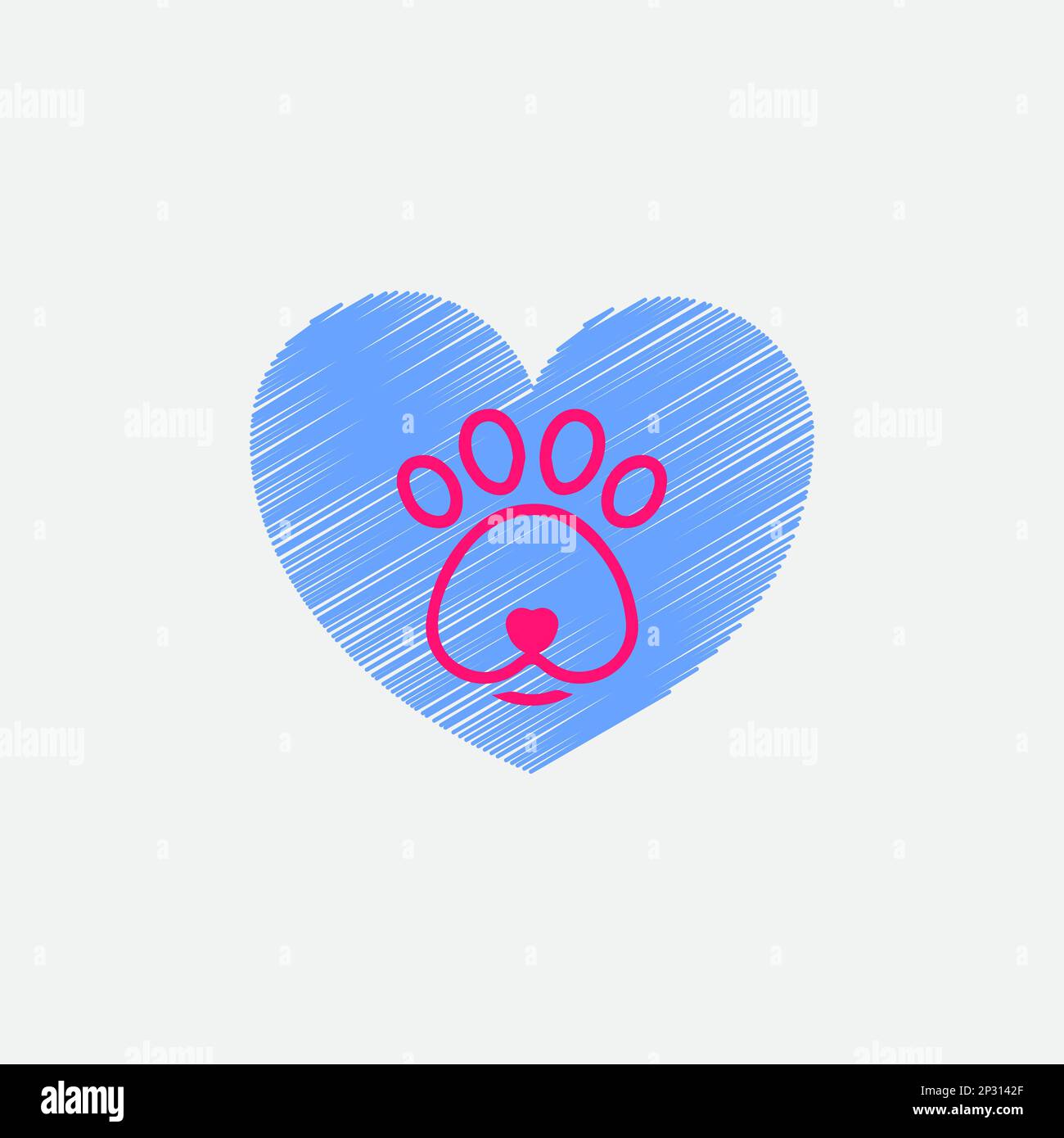 Dog Love Heart with cute puppy face vector illustration best used for ...