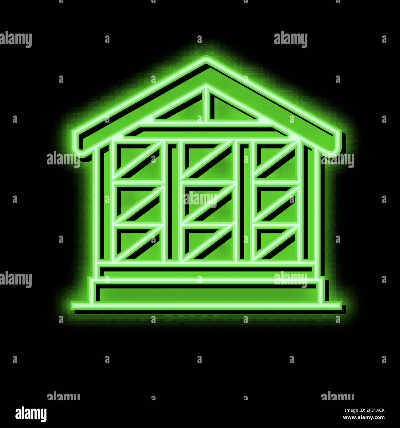 wooden frame building neon glow icon illustration Stock Vector Image ...