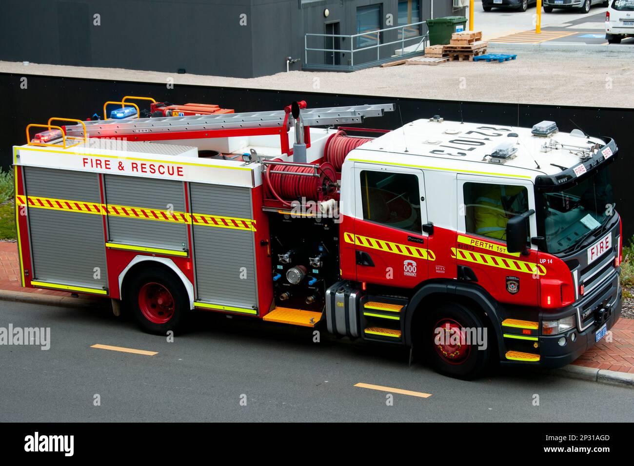 Fire Engine Truck in the City Stock Photo - Alamy