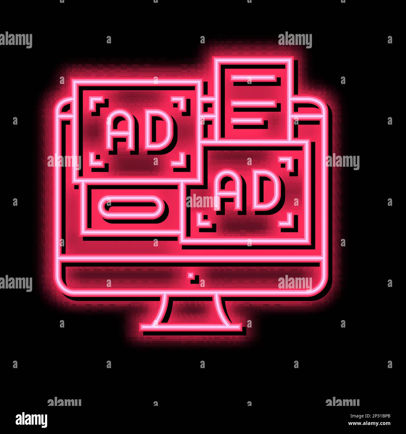 advertisement banners on computer screen color icon vector illustration ...