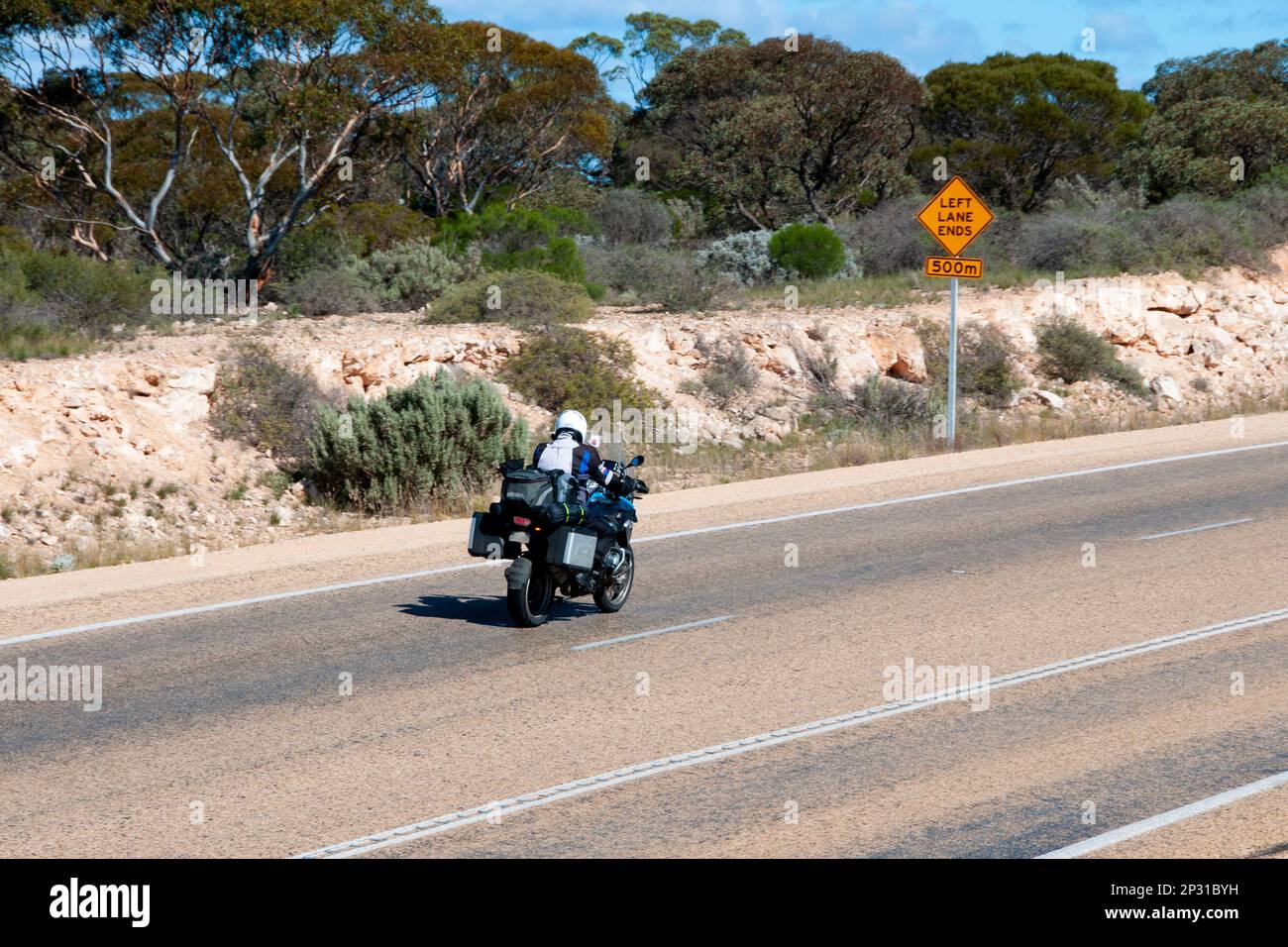A Motorcyclist on the Road Stock Photo - Alamy