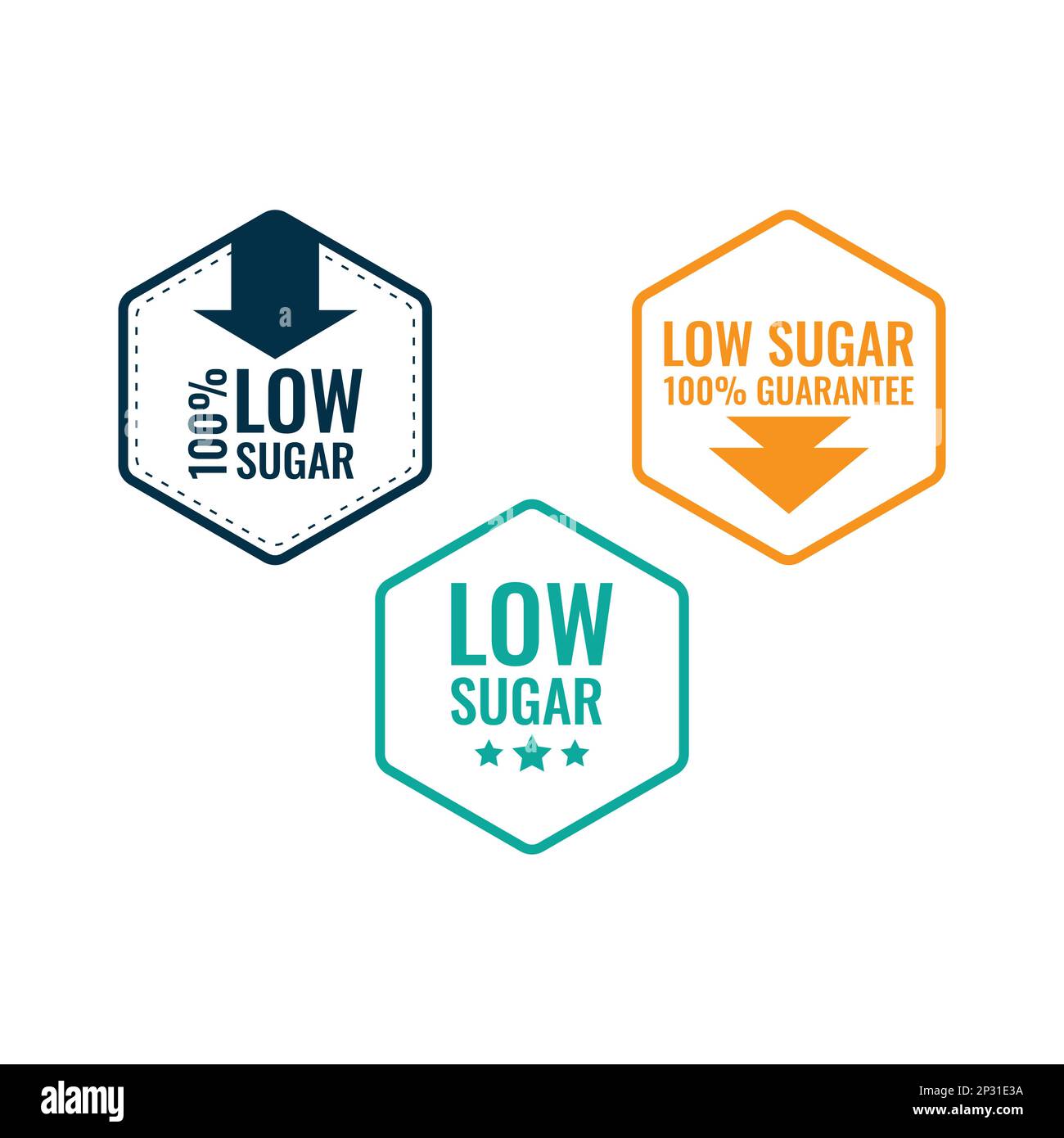 Low sugar Set of vector stickers for product package, label design ...