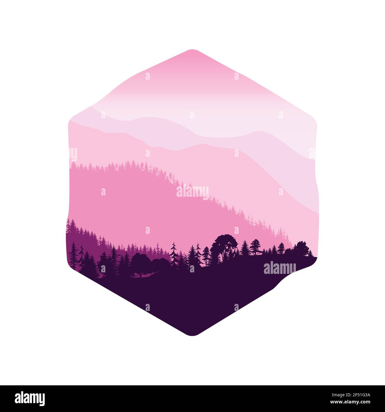 Beautiful flat design landscapes with mountains, hills and forest ...
