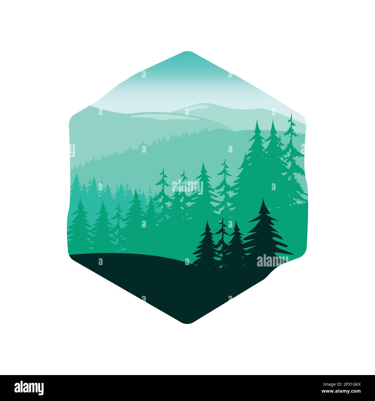 Beautiful flat design landscapes with mountains, hills and forest ...