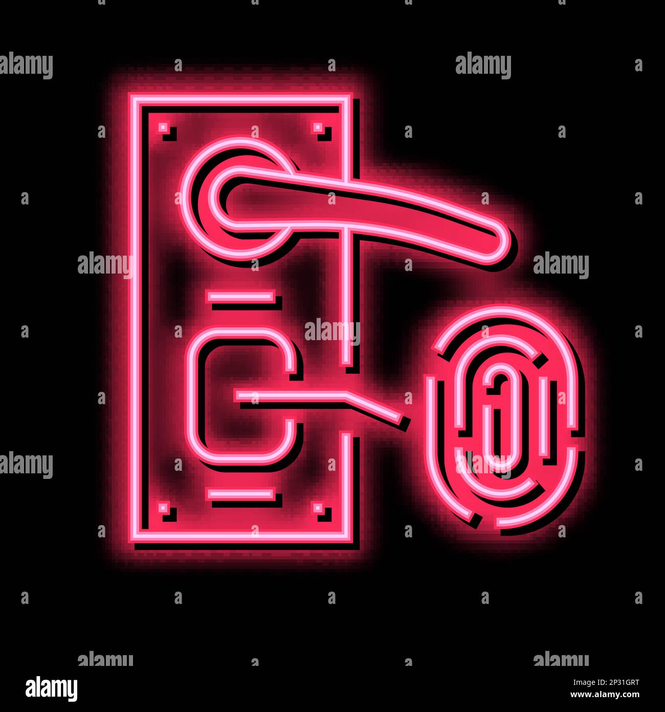 fingerprint security system for open door neon glow icon illustration ...