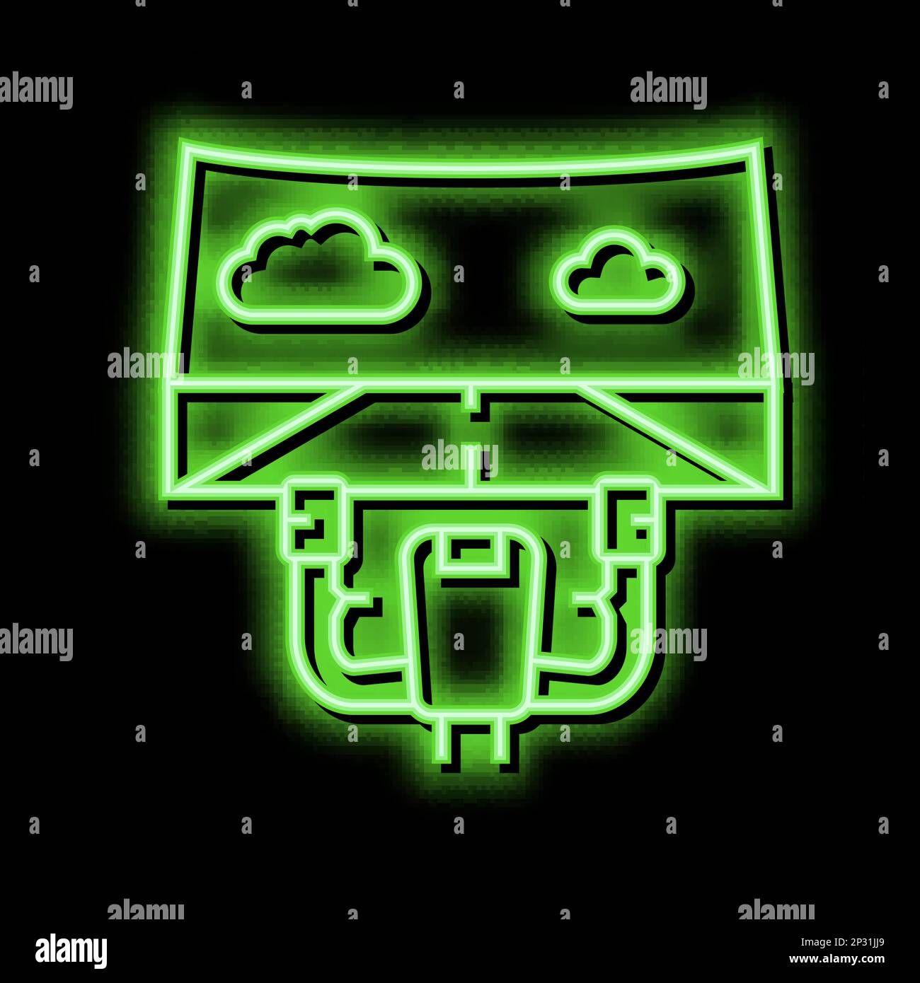 realistic simulator in education machine flight school neon glow icon ...