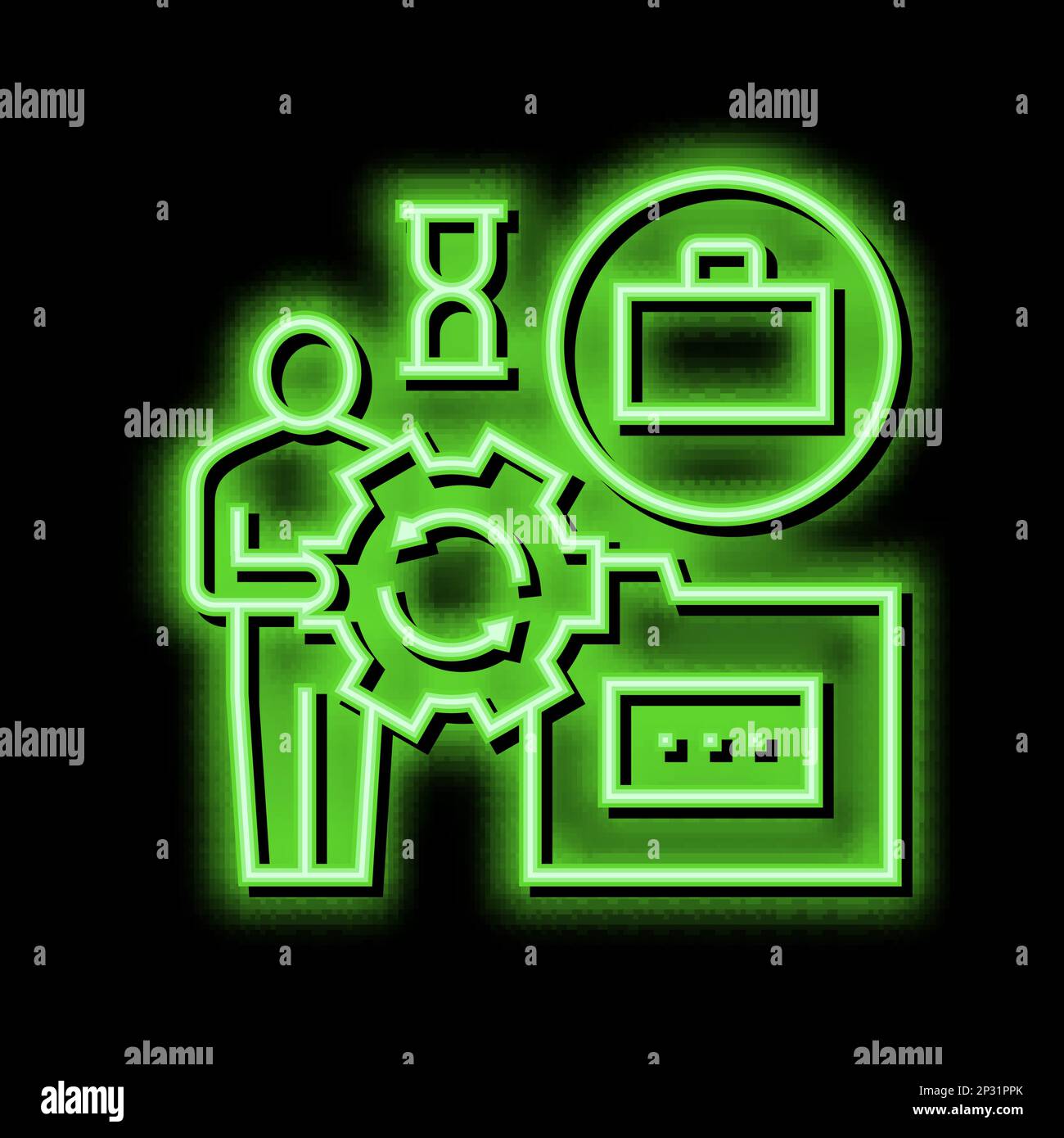 businessman work optimize neon glow icon illustration Stock Vector ...