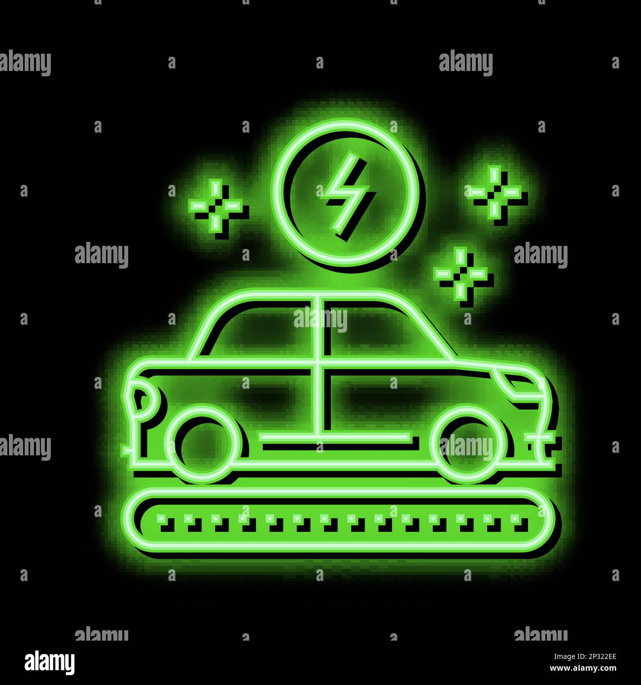 manufacturing electric car neon glow icon illustration Stock Vector ...