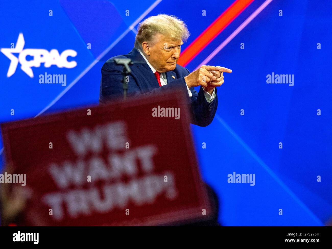 Former United States President Donald J. Trump makes remarks at the ...