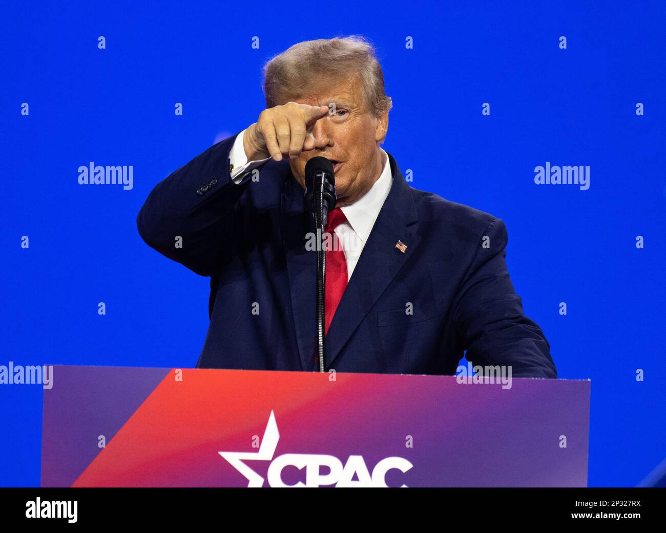 Former United States President Donald J. Trump makes remarks at the ...