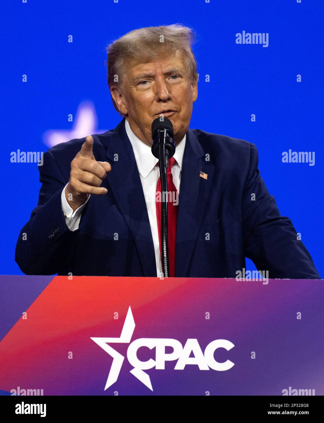 Former United States President Donald J. Trump makes remarks at the ...