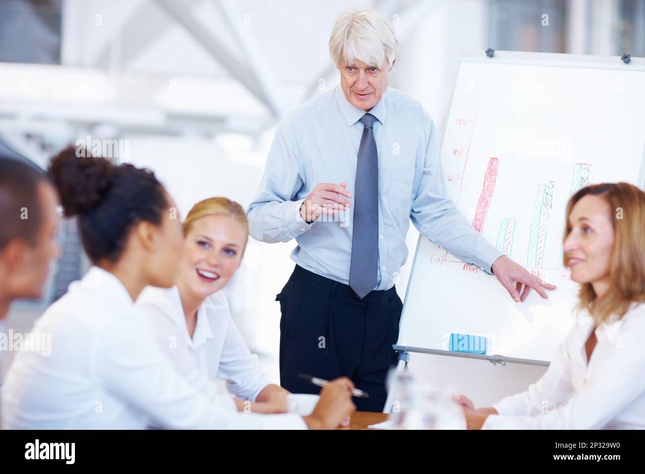 Smiling boss discussing business girl hi-res stock photography and ...