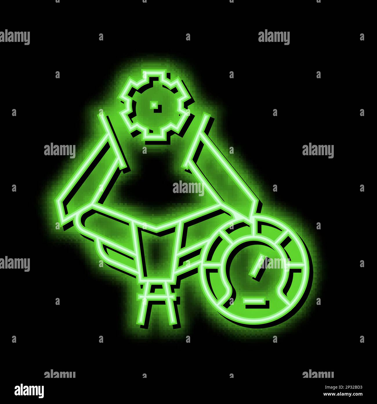 industry work process optimize neon glow icon illustration Stock Vector ...