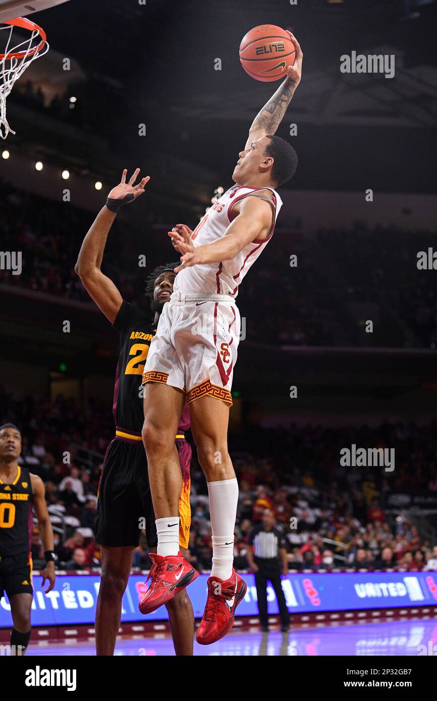 LOS ANGELES, CA - MARCH 04: USC Trojans guard Kobe Johnson (0) goes up ...