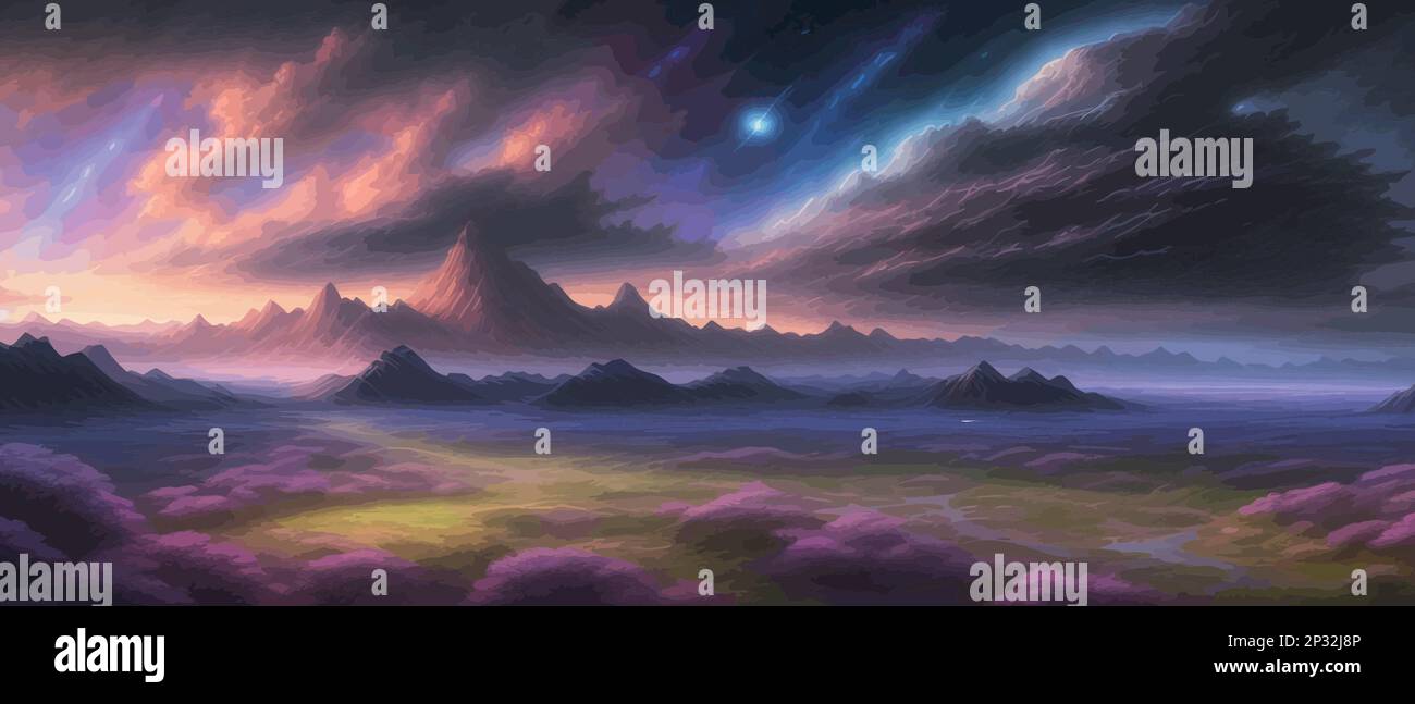 Floating island in space Stock Vector Images - Alamy