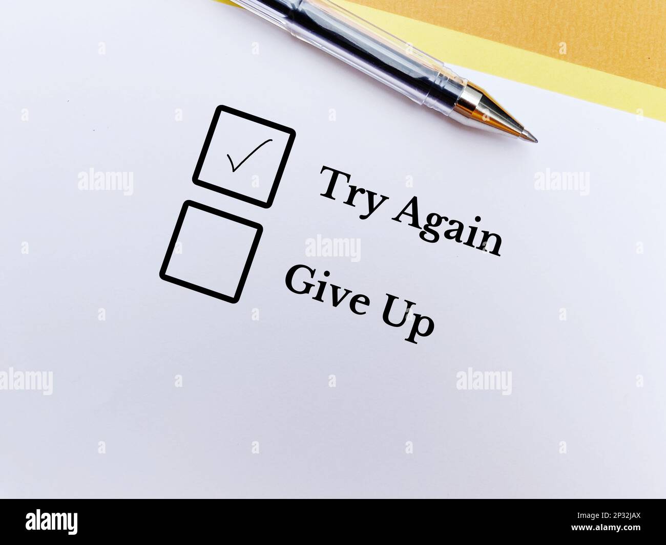 One person is answering question. He chooses to try again Stock Photo ...