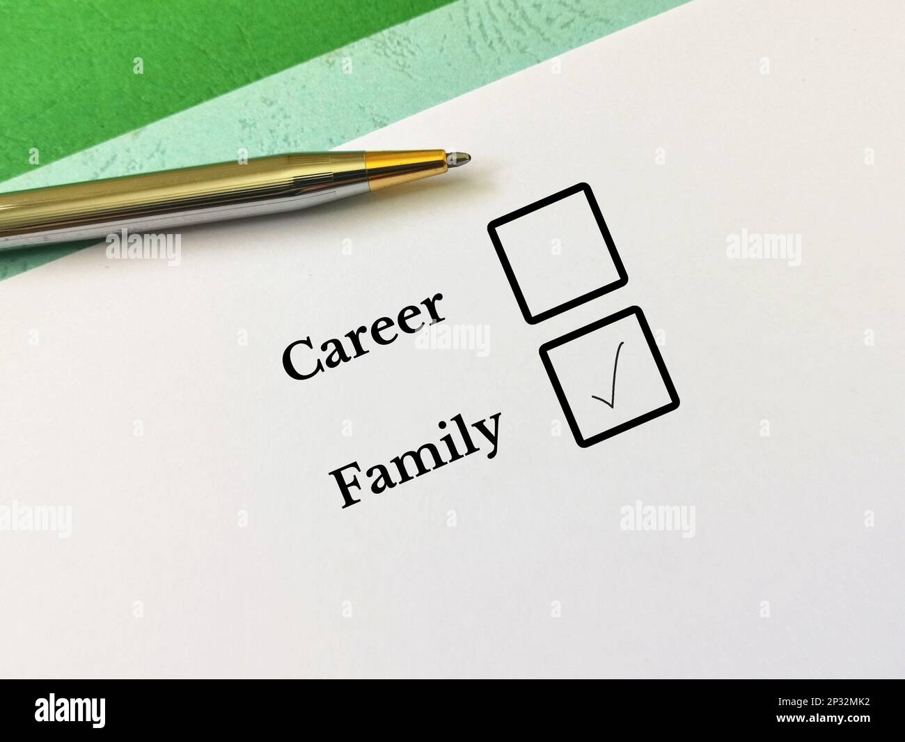 One person is answering question. He chooses family over career Stock ...