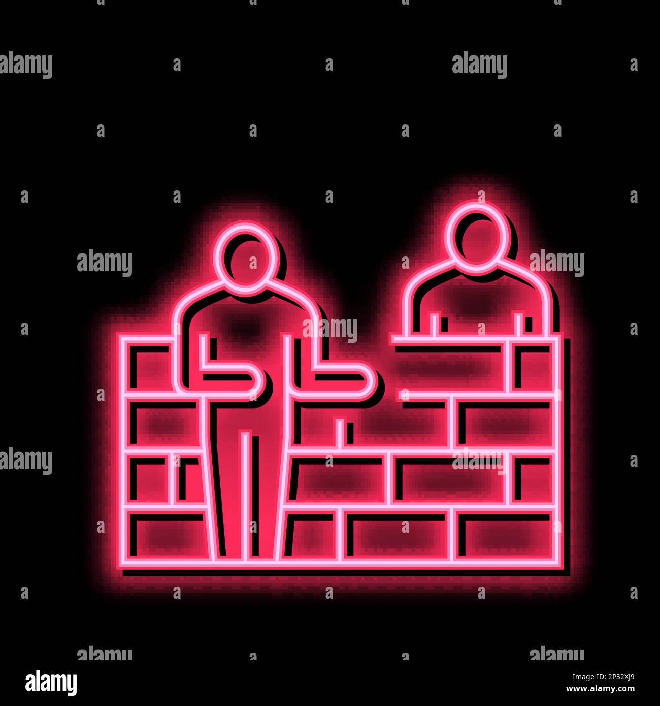 builders building wall neon glow icon illustration Stock Vector Image ...