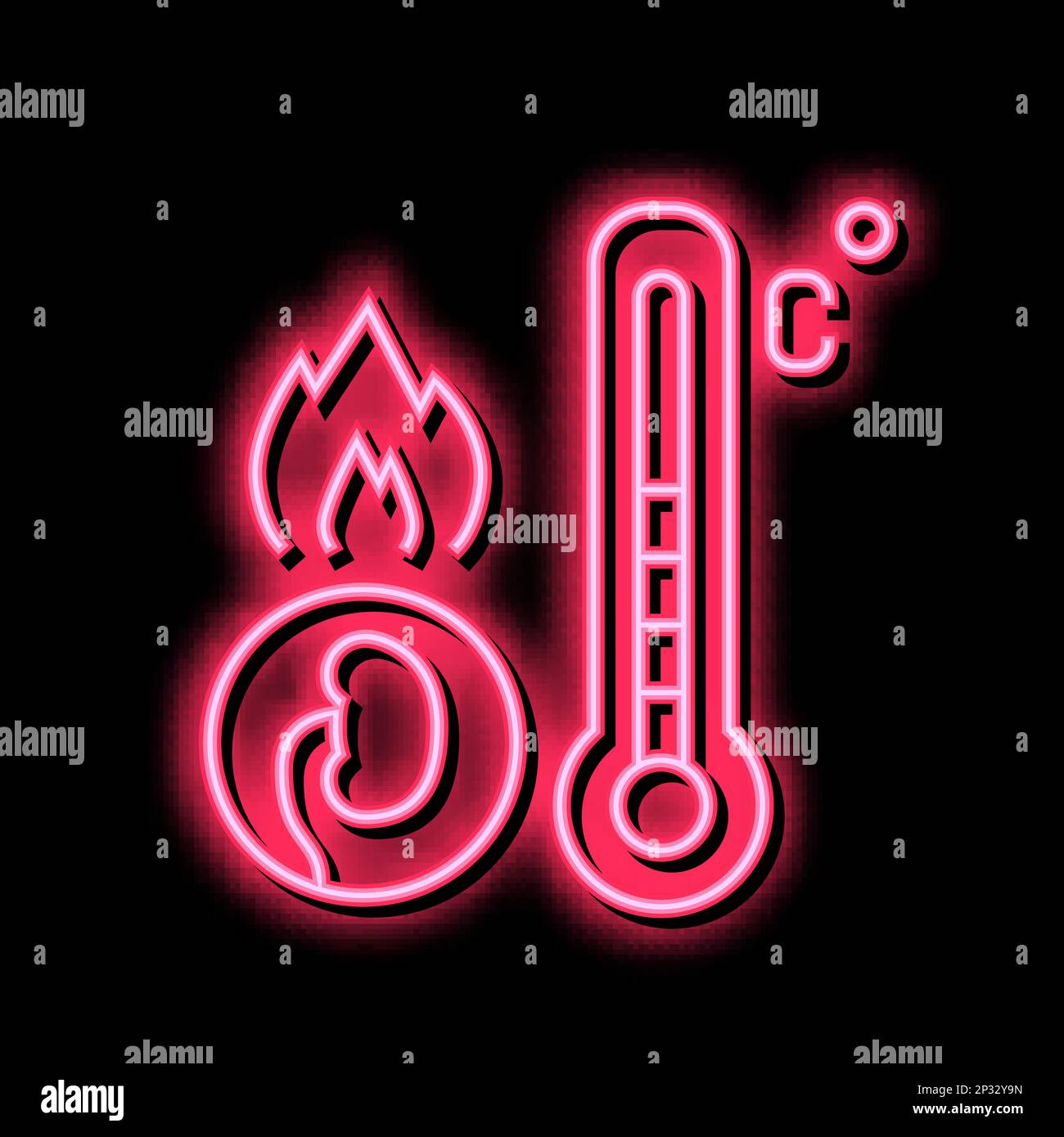 burning pain kidneys neon glow icon illustration Stock Vector Image ...