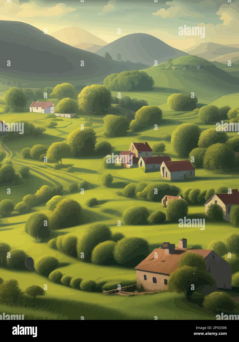 Indian village landscape Stock Vector Images - Alamy