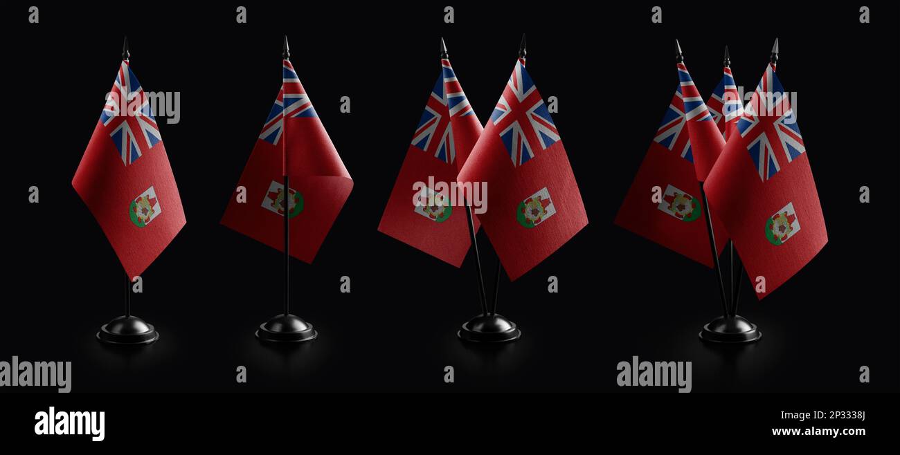 Small national flags of the Bermuda on a black background Stock Photo ...