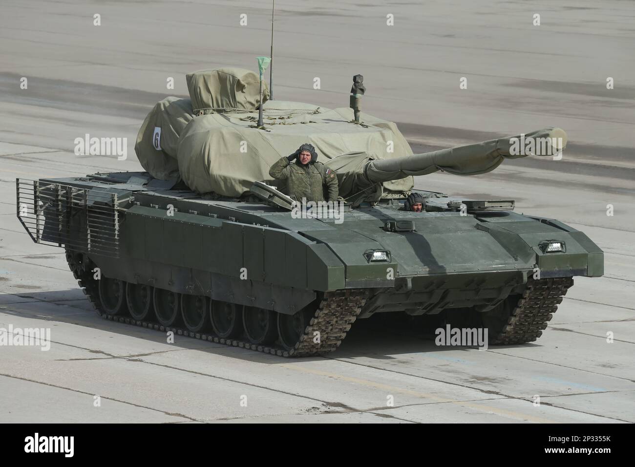 This photo taken Monday, April 13, 2015, shows the T-14 Armata tank ...