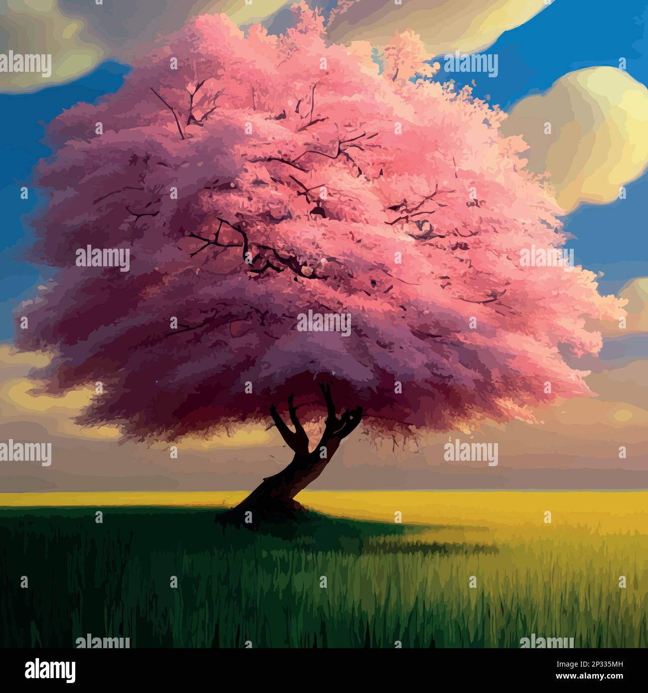Single Cherry Blossom Painting