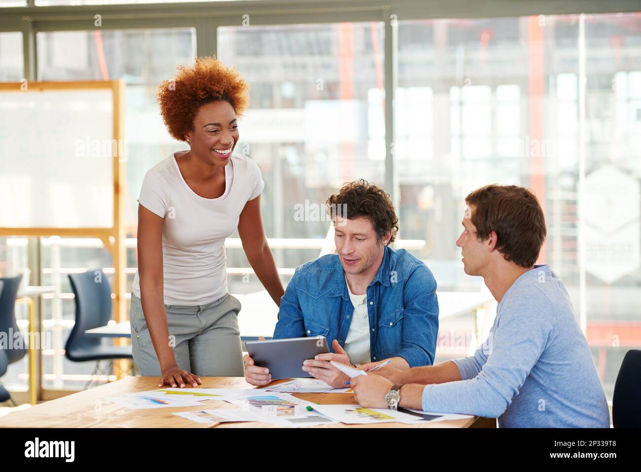 Building a great project with brainstorming. a group of colleagues ...