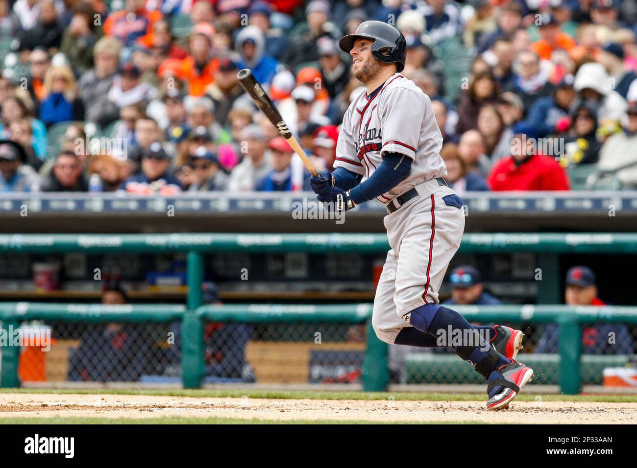 25 APRIL 2015: Cleveland Indians catcher Brett Hayes (12) at bat during ...