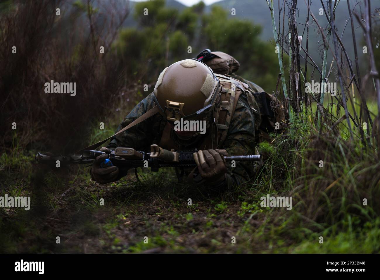 U.S. Marine Lance Cpl. Ian Scott, a rifleman with Alpha Company, 3rd ...