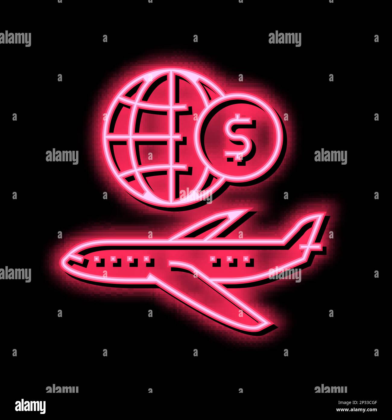 airplane international transportation neon glow icon illustration Stock ...