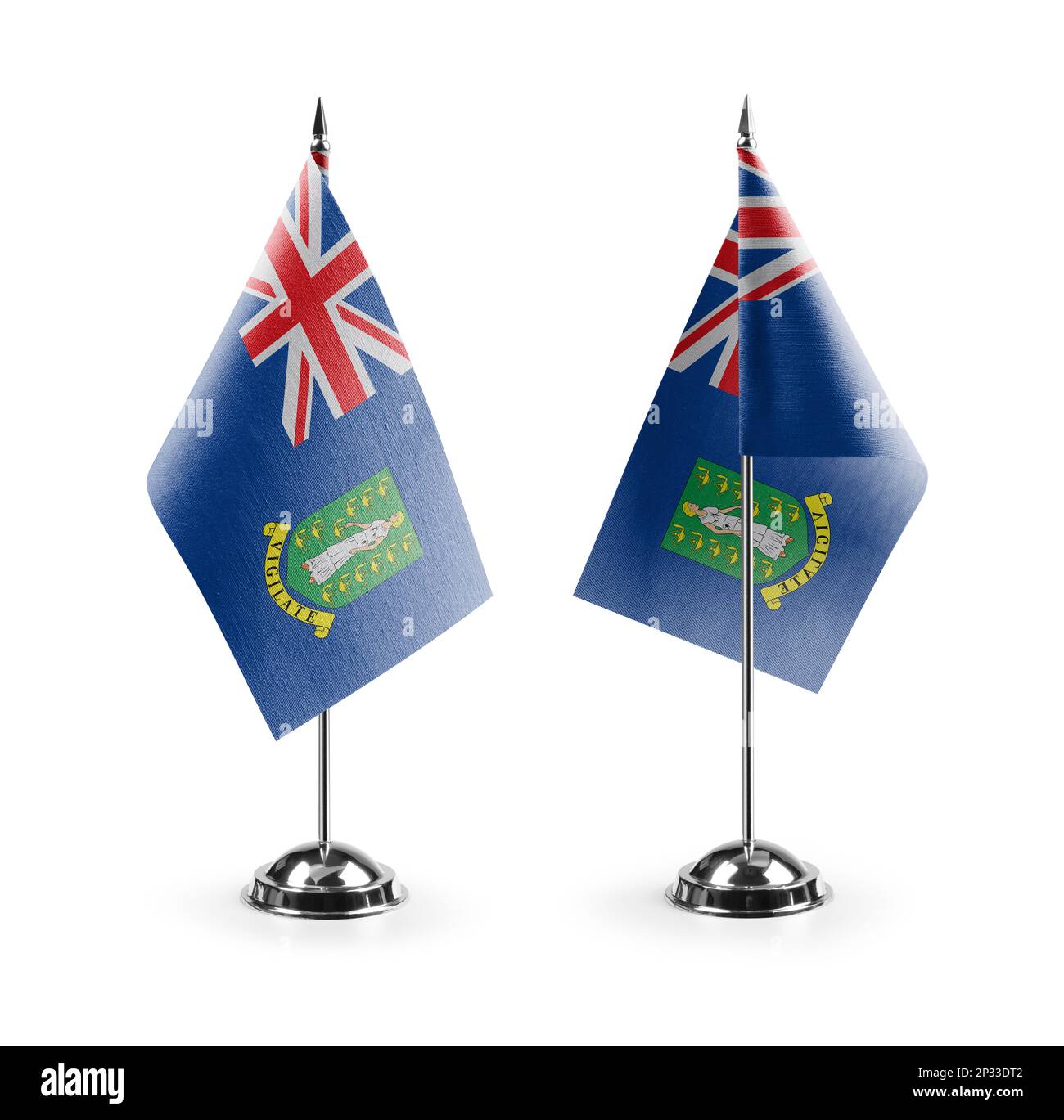 Small national flags of the British Virgin Islands on a white ...